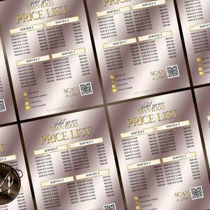 Rose Gold Price List Template, Luxury Beauty Salon Menu, Editable ...