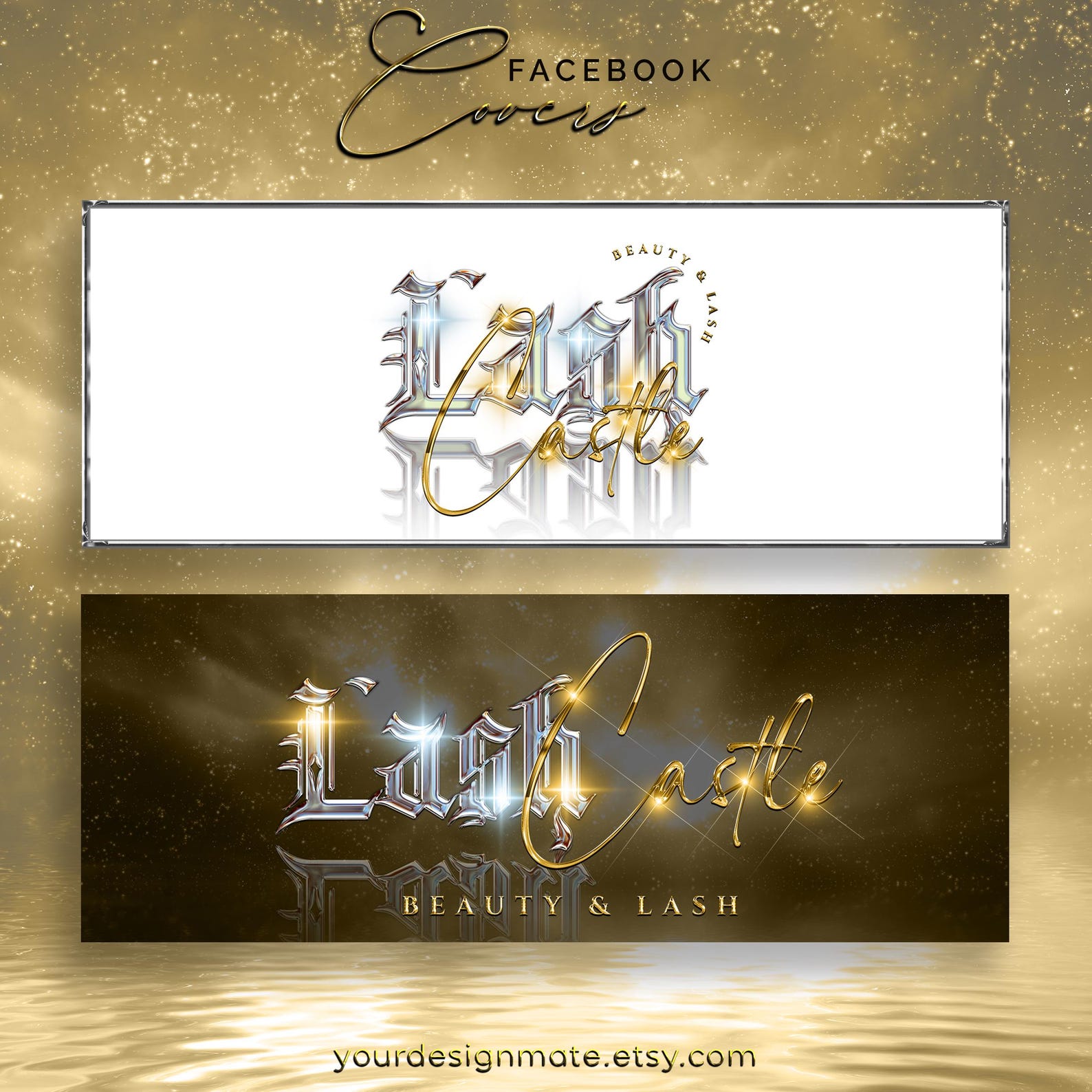 Silver Gold Beauty Logo, Premade Lash Logo, Lash Technician Logo ...