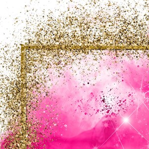 Pink Gold Square Logo Background PNG, Soft Glitter Sparkle Frame, Pink ...