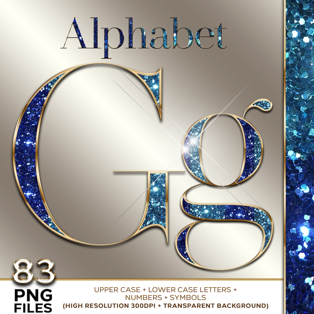 Aqua Blue Glitter Alphabet, Glitter Alphabet Clipart, Diamond Alphabet ...