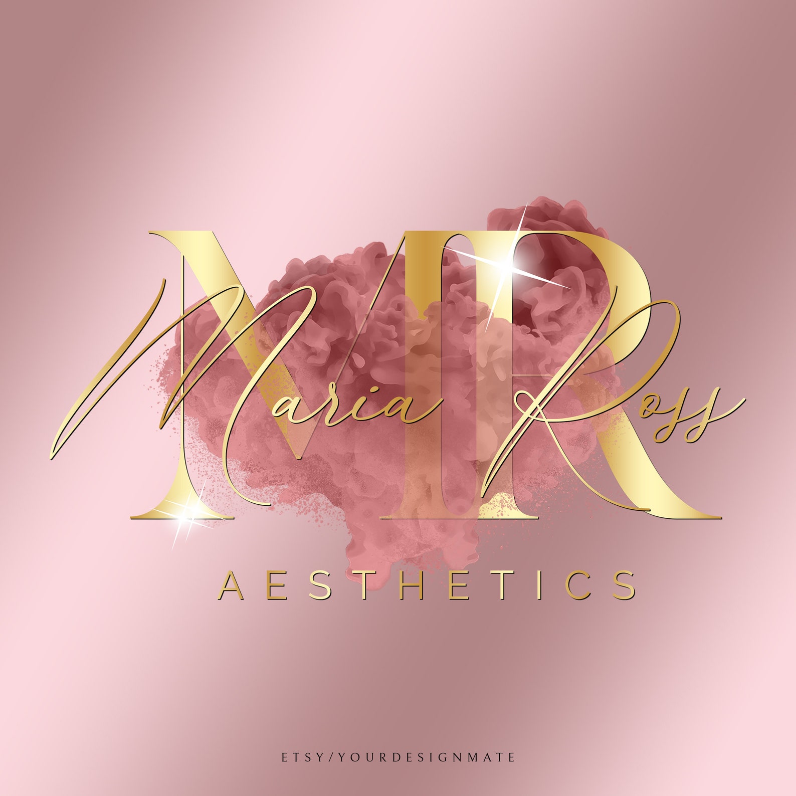 Pink Gold Watercolor Logo Pink Smoke Logo Premade Logo Pink - Etsy
