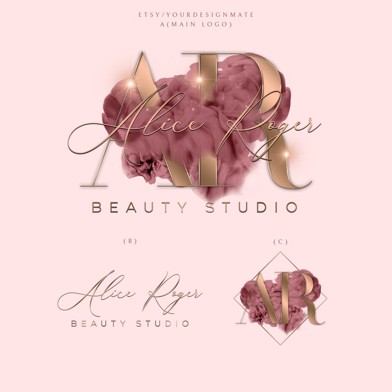 Rose Gold Smoke Logo Watercolour Logo Beauty Logo Premade - Etsy