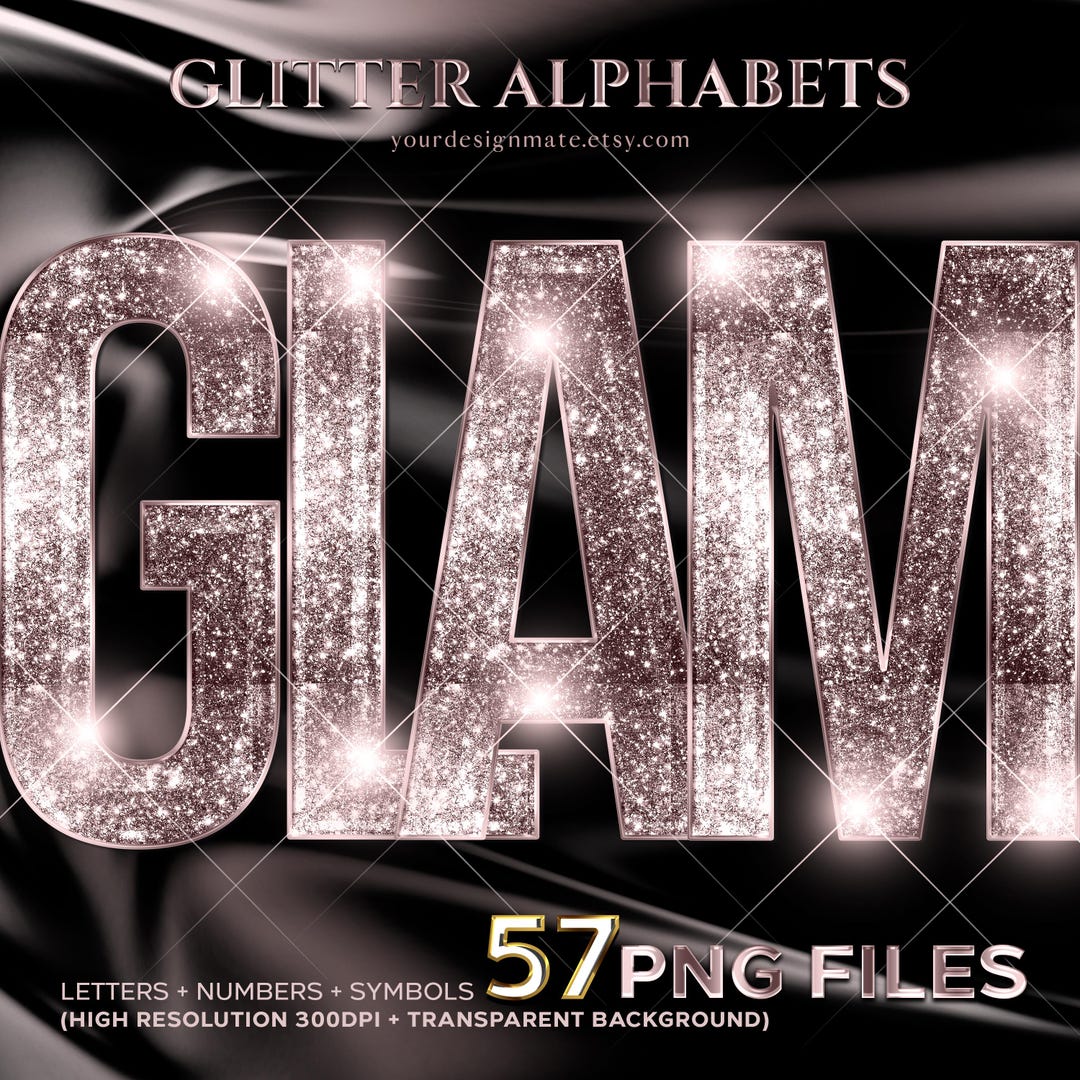 Rose Gold Glitter Alphabet PNG Letters, Digital Rose Gold Letter ...