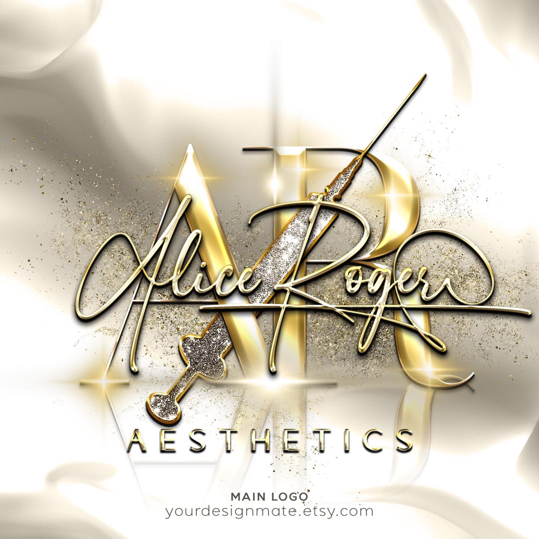 Champagne Gold Syringe Injector Logo | Aesthetic Cosmetic Beauty Logo ...