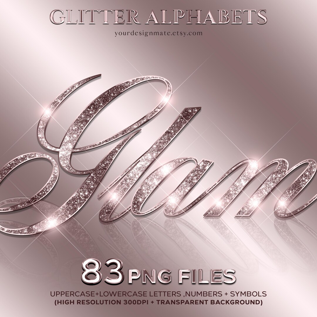 Rose Gold Glitter Alphabet PNG, Sparkly Letters Clipart, Elegant Script ...