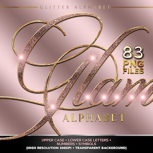 Rose Gold Glitter Alphabet Clip Art, Pink Sparkle Letters PNG, Bling ...