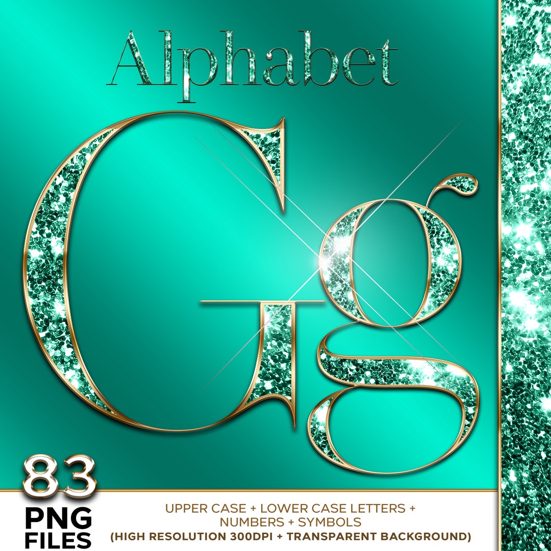 Emerald Green Alphabet PNG, Glitter Alphabet Clipart, Diamond Alphabet PNG, Bling Alphabet ...