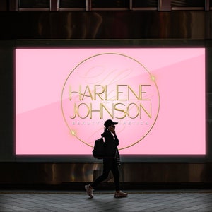 Pink Beauty Logo, Gold Logo, Boutique Logo, Cosmetics Logo, Skincare ...