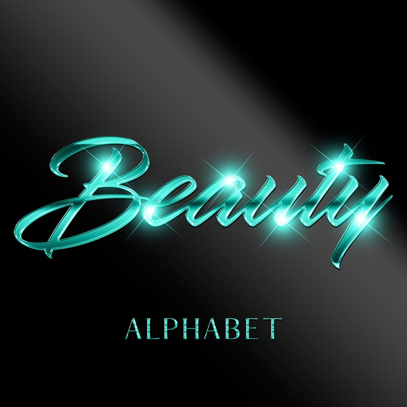 Turquoise Alphabet Letters PNG, Glossy Script Turquoise Chrome Letters ...