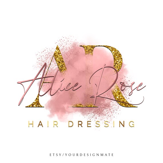 Gold and Pink Logo Gold Glitter Logo Beauty Logo Pink - Etsy