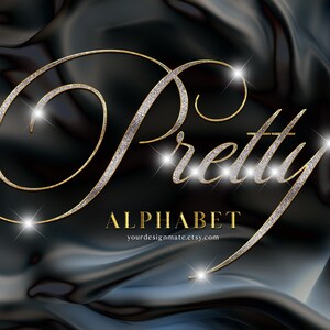 Silver Glitter Alphabet Clip Art – Metallic Sparkle Letters PNG, Bling ...