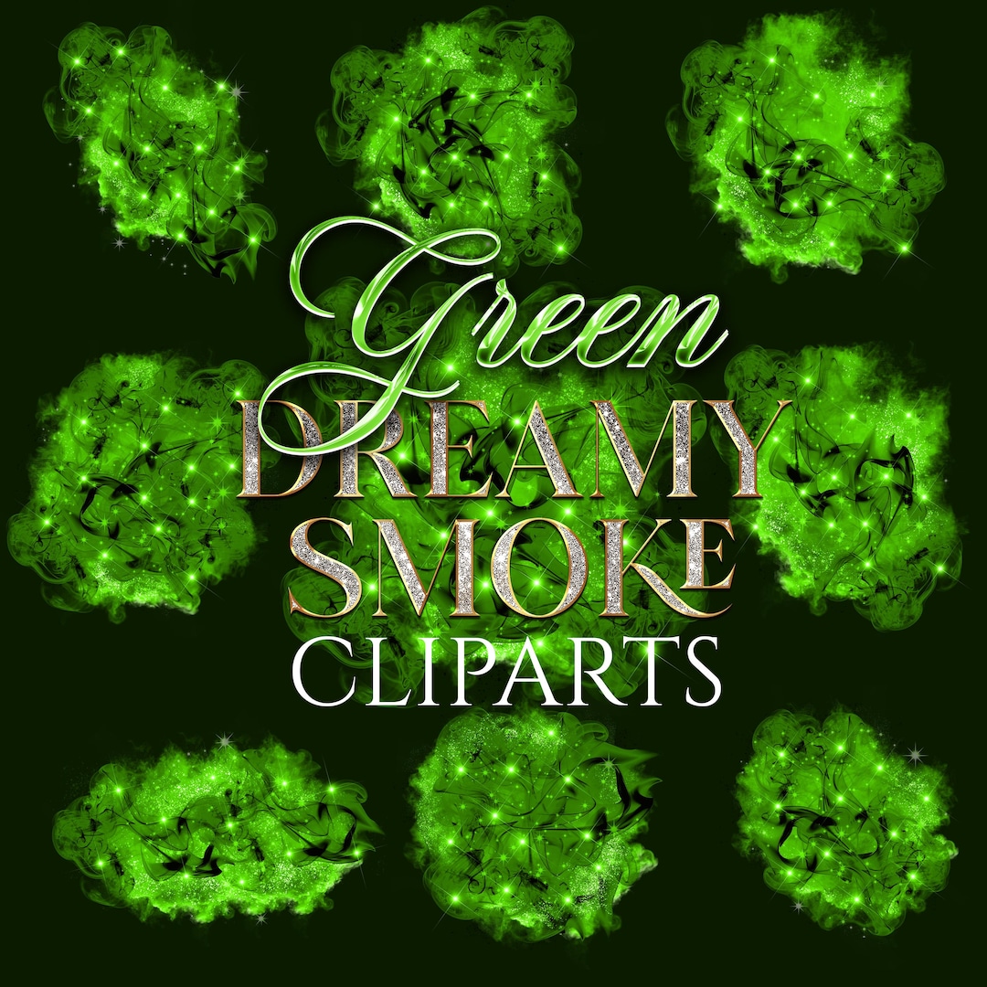 Green Dreamy Smoke Clipart PNG, Glitter Magic Fog Overlays, Fantasy ...