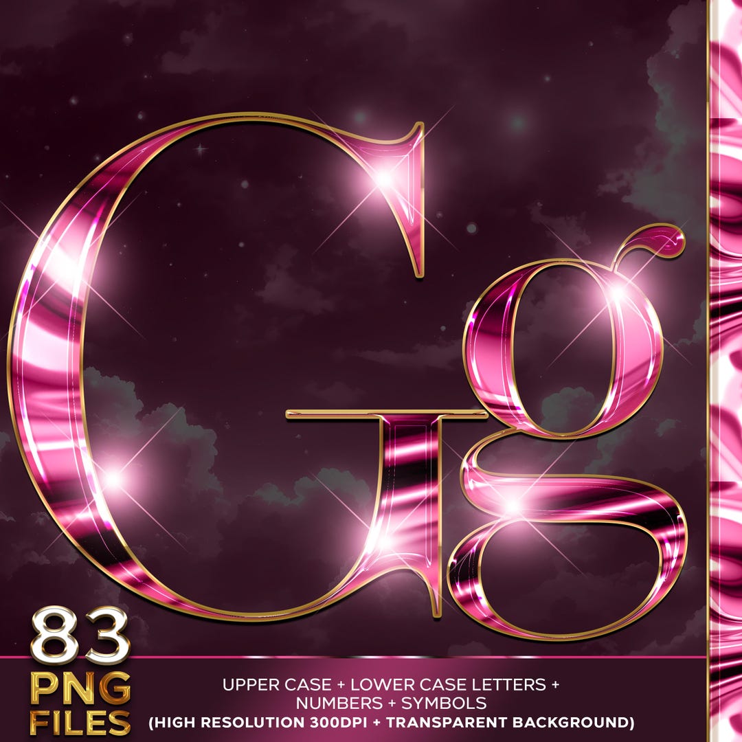 Pink Chrome Alphabets, Pink Alphabet PNG, Pink Metallic Letters, Pink ...