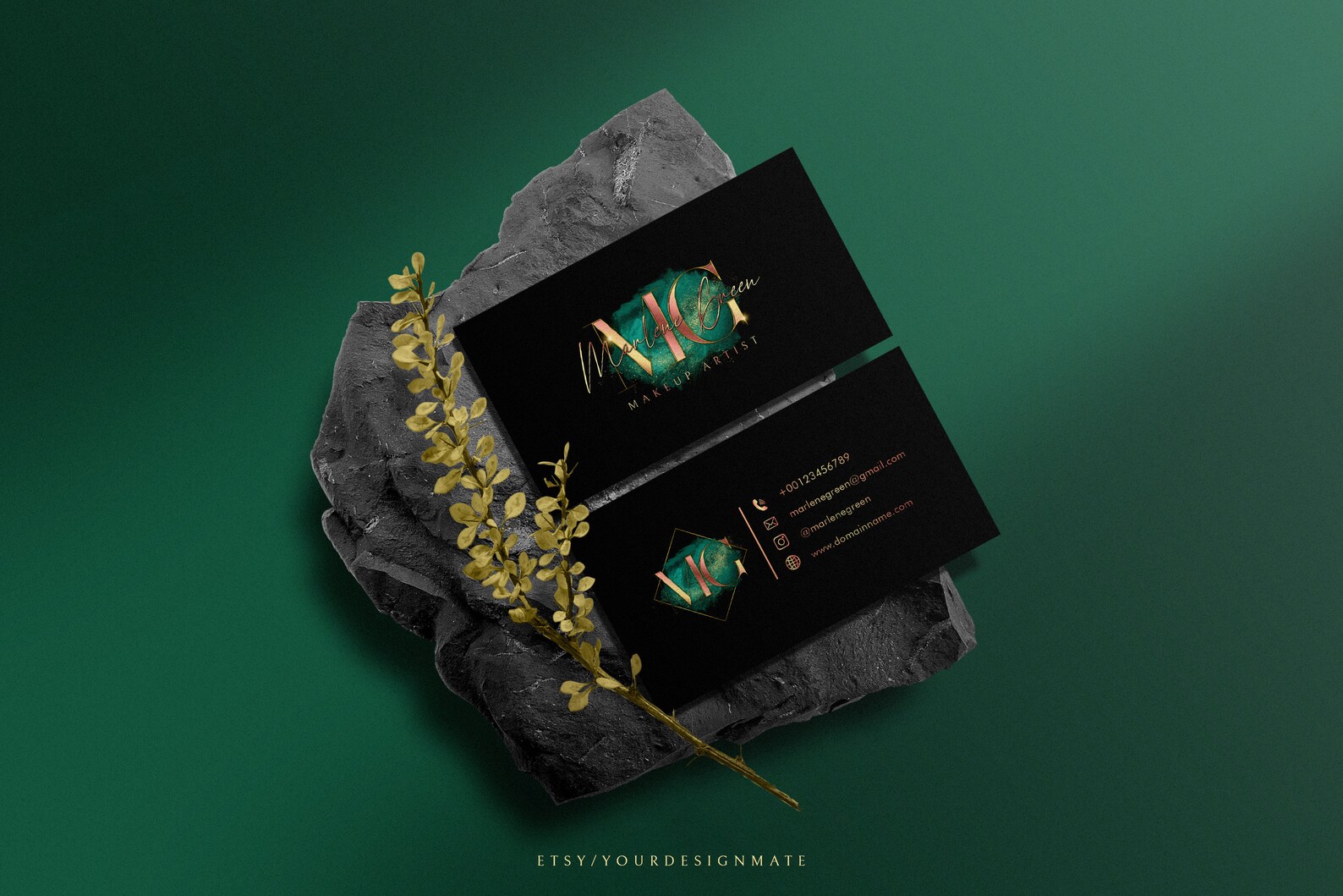 Watercolor Emerald Green Logo Green Gold Logo Glitter Logo - Etsy