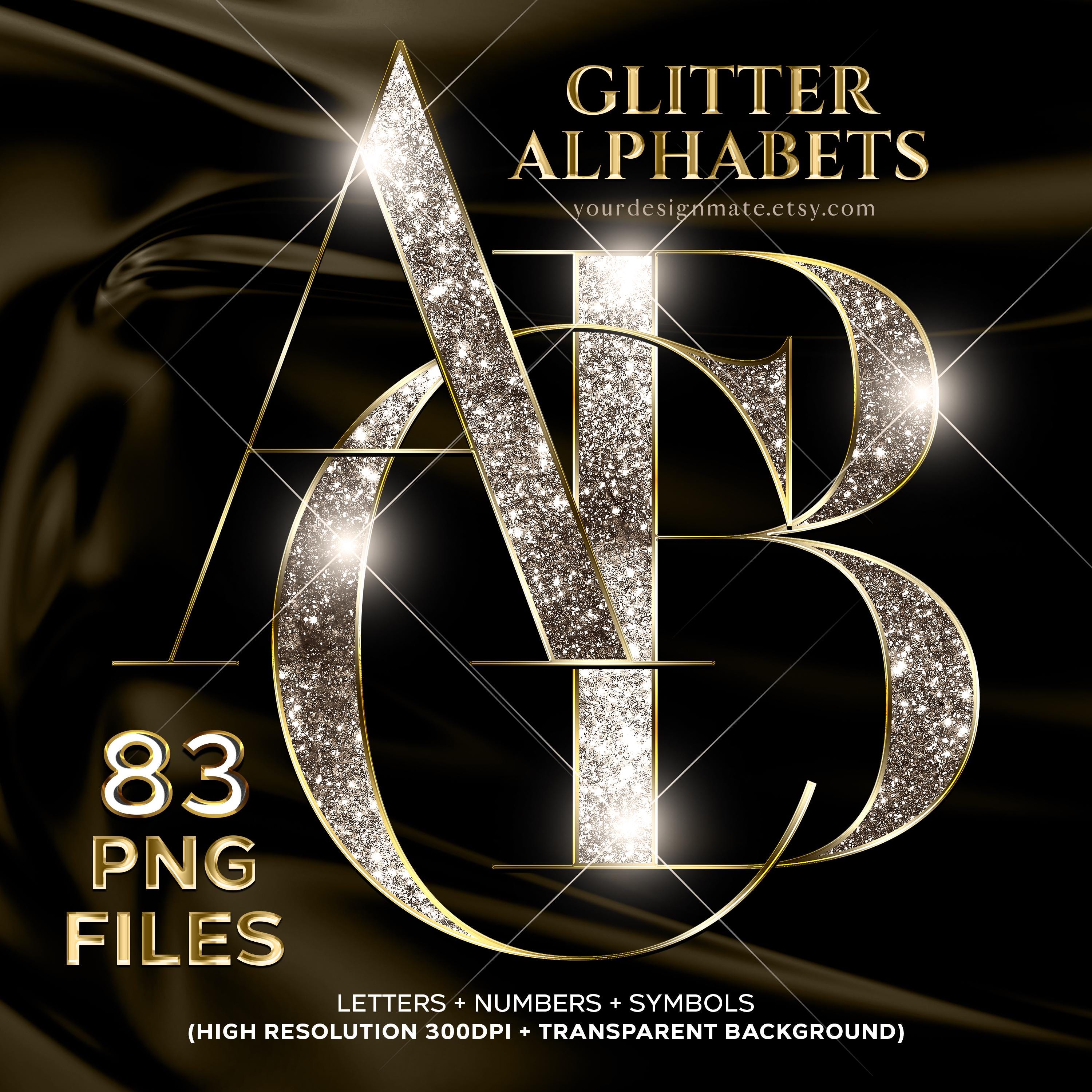 Silver Glitter Alphabet Clipart, Luxury Metallic Foil Letters, Numbers ...