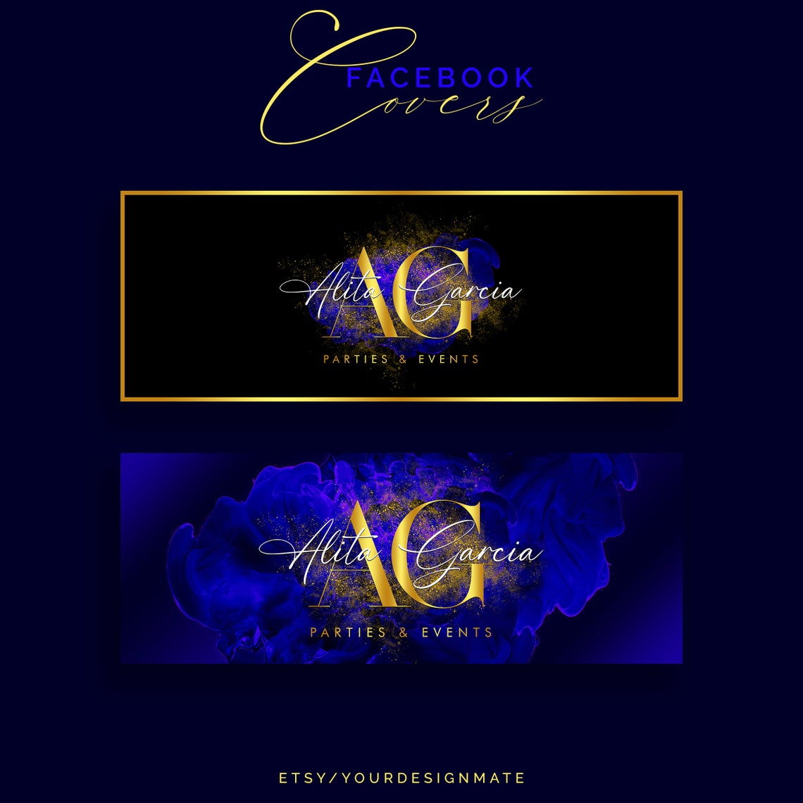 Navy Blue Gold Logo Navy Blue Watercolor Logo Beauty Logo - Etsy