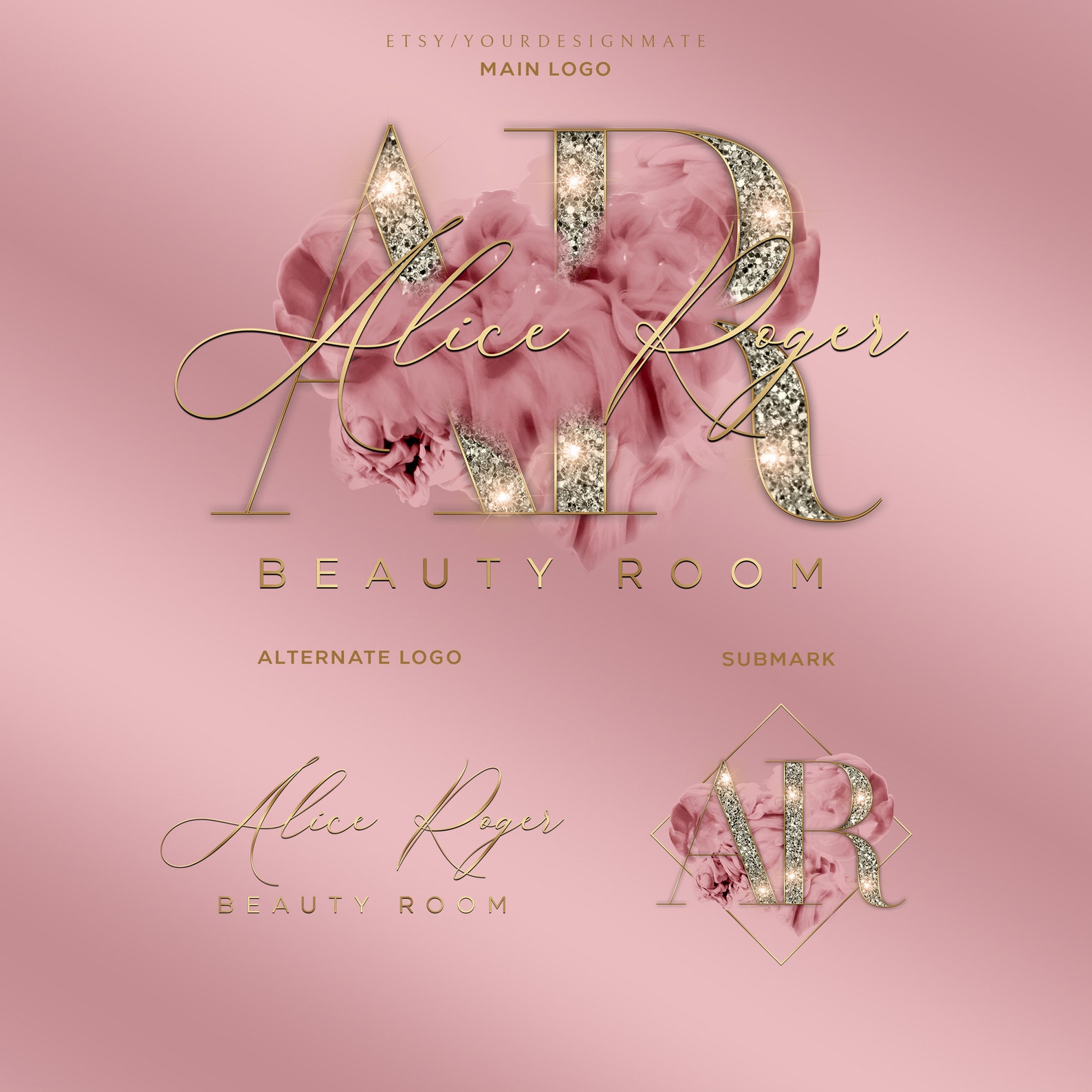 Logotipo de belleza Logotipo de brillo rosa Logotipo de - Etsy México