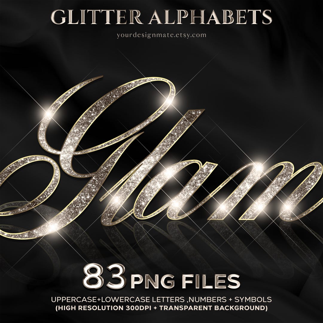 Glitter Script Alphabet PNG, Sparkly Letters Clipart, Glam Script ...