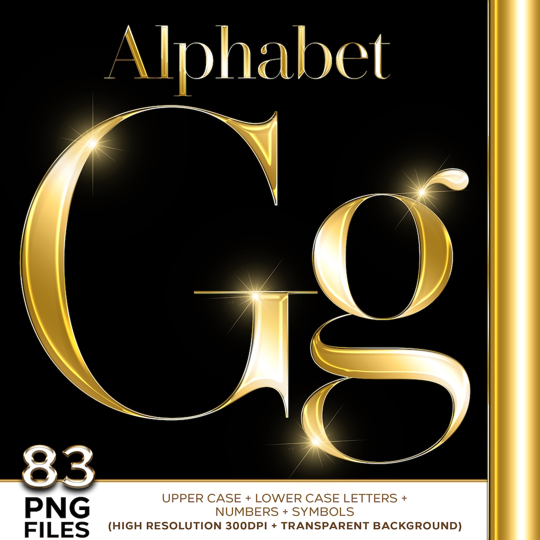 Gold Chrome Alphabet, Gold Alphabet PNG, Metallic Letters, Gold Foil ...