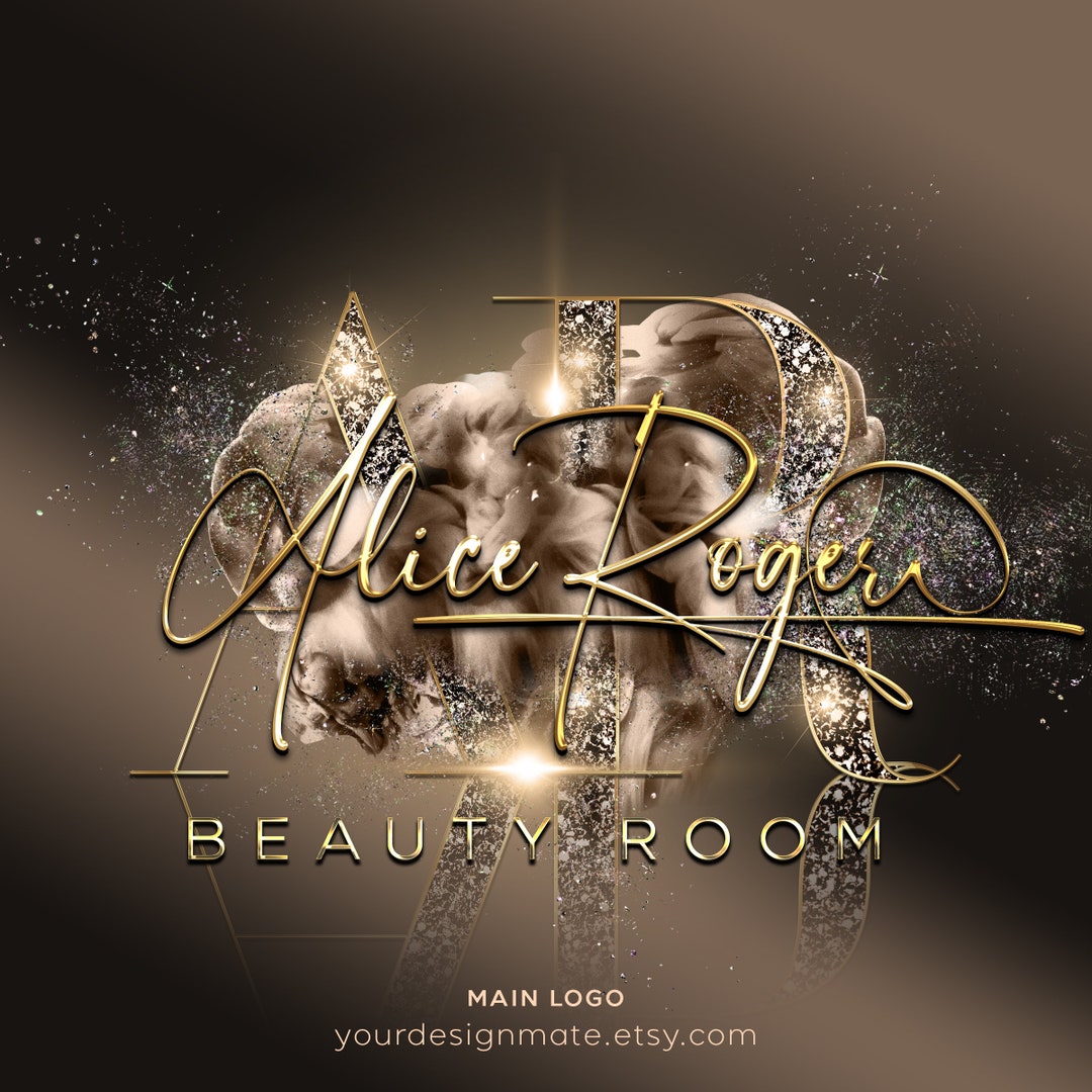 Gold Glitter Logo, Beauty Logo, Jewellery Logo, Gold Brown Logo ...