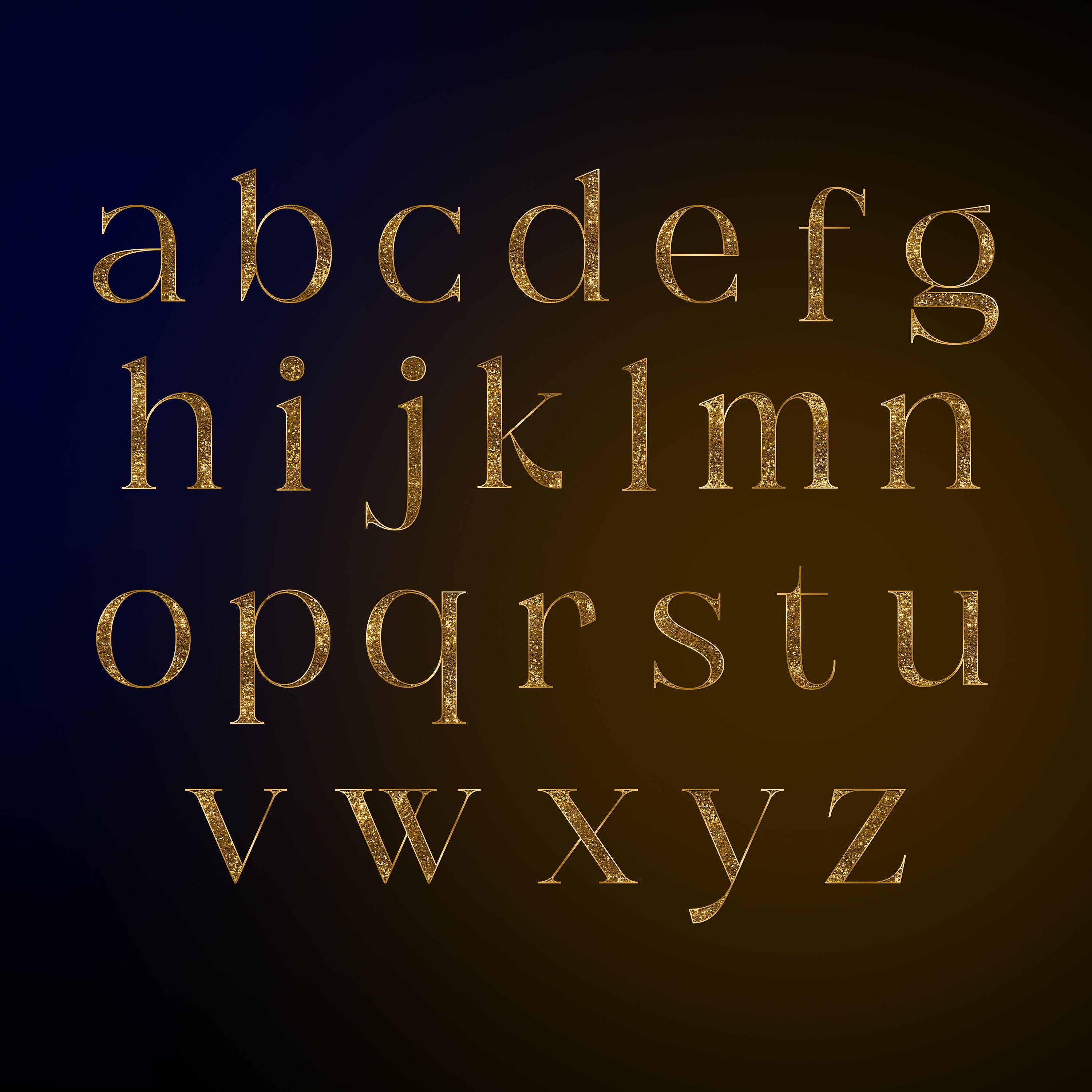 Gold Glitter Letter Clip Art, Sparkly Alphabet Set, Digital Download A ...