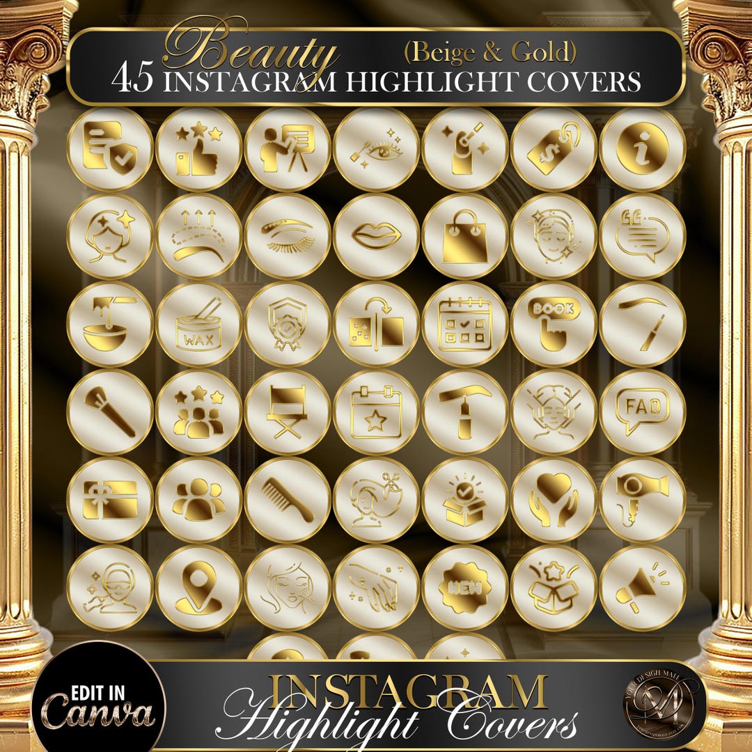 Beige Gold Instagram Highlight Covers | Beauty IG Icons | Luxury Story ...