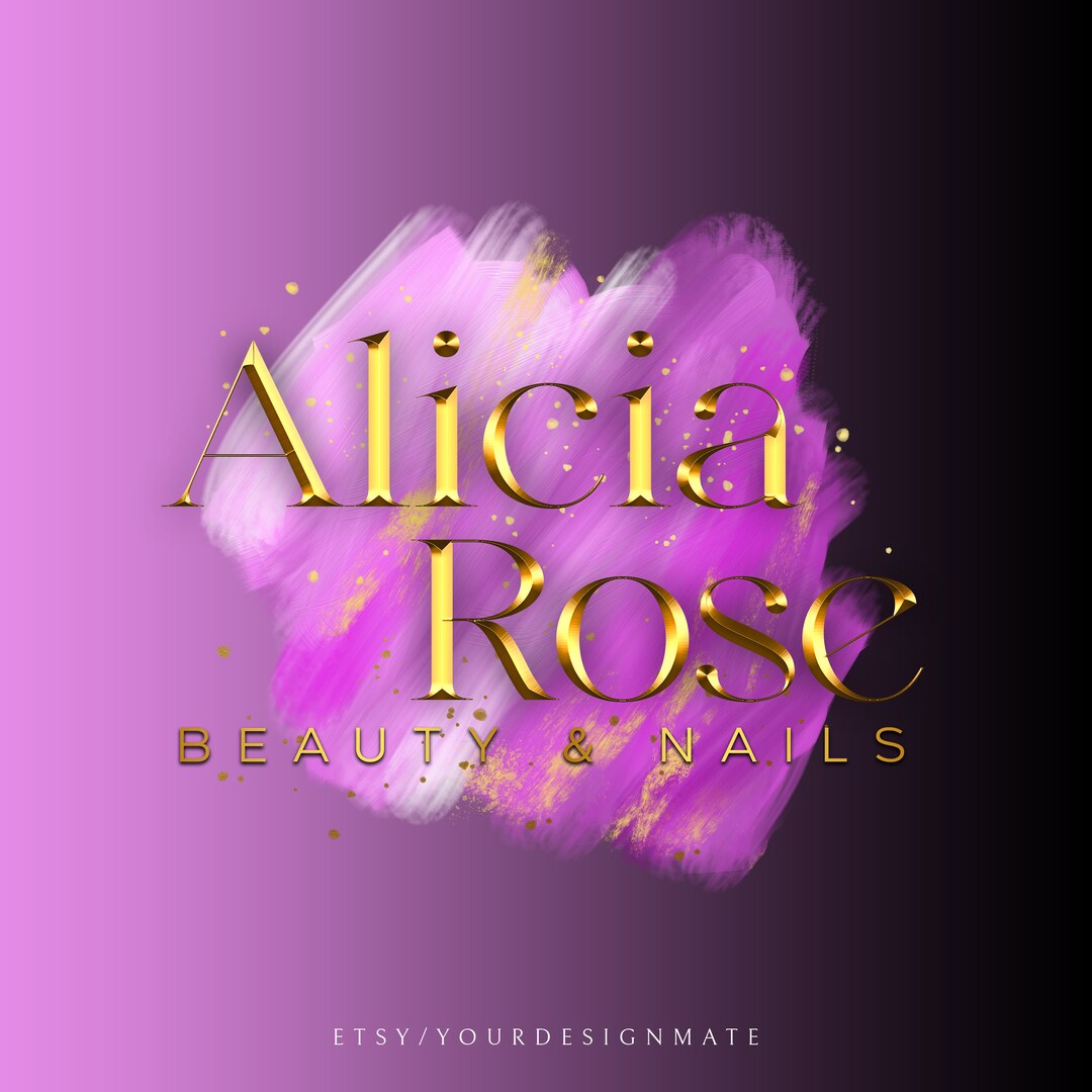 Purple Watercolor Logo, Brush Stroke Logo, Beauty Logo, Nails Logo ...