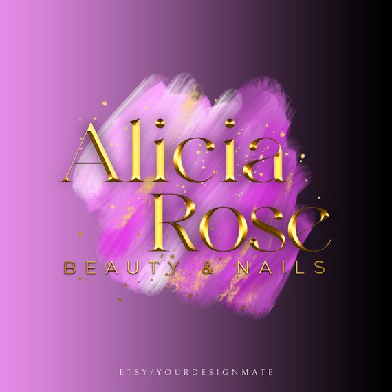 Purple Watercolor Logo Brush Stroke Logo Beauty Logo Nails - Etsy