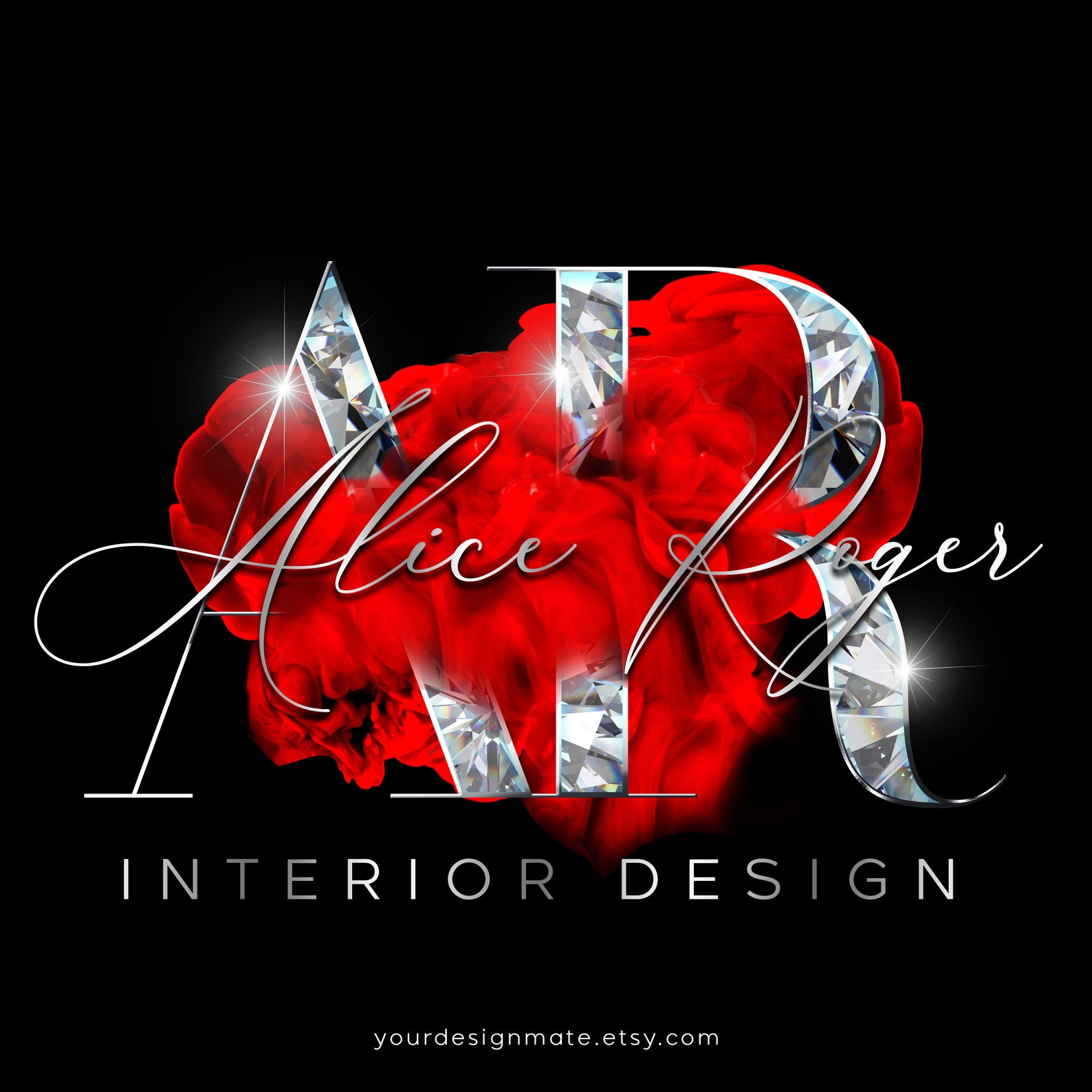 Jewelry Logo, Diamond Logo, Red Silver Logo, Red Watercolour Logo ...