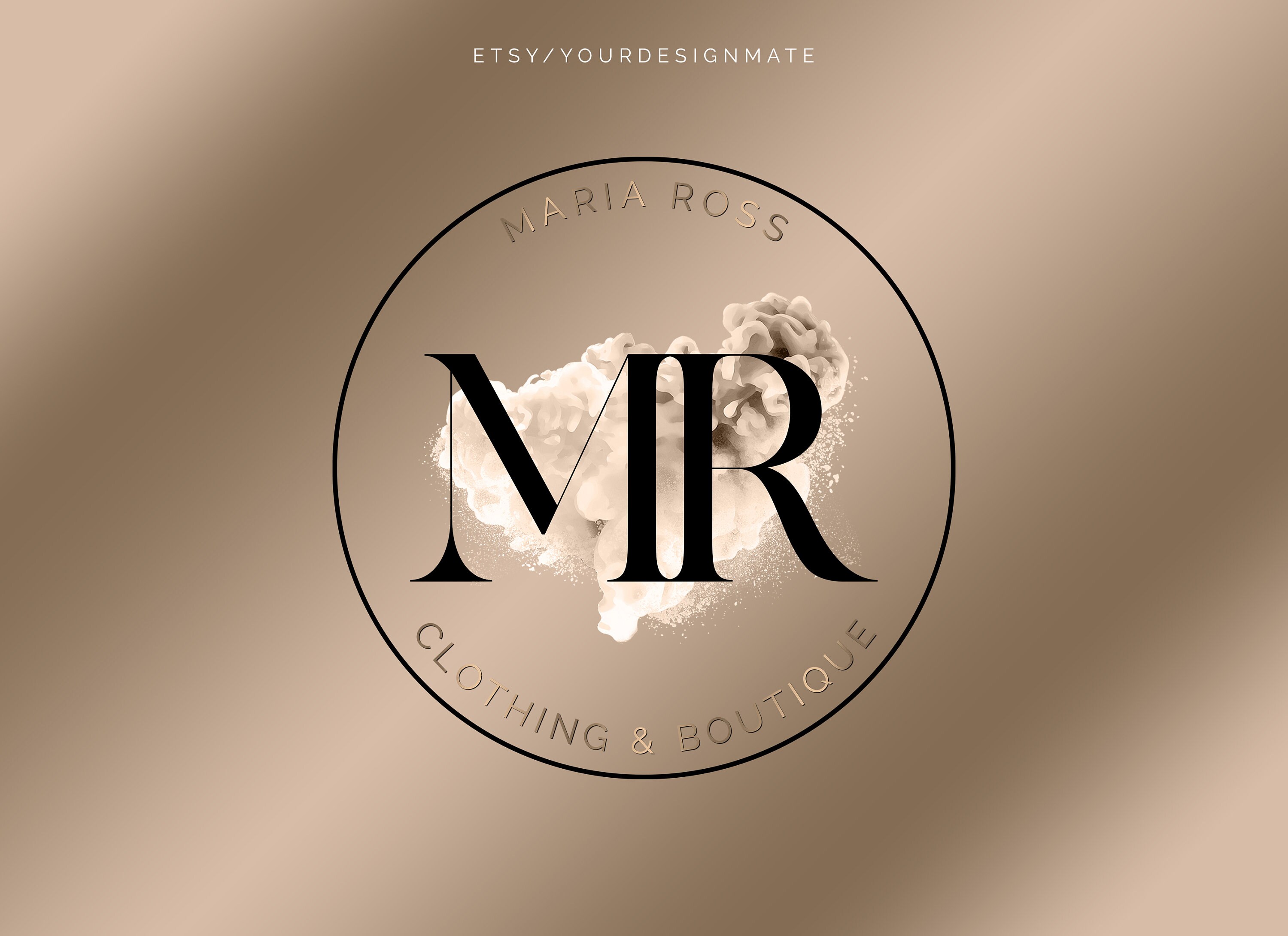 Watercolor Rose Gold Logo, Smoke Logo, Brown Beauty Logo, Premade Logo ...