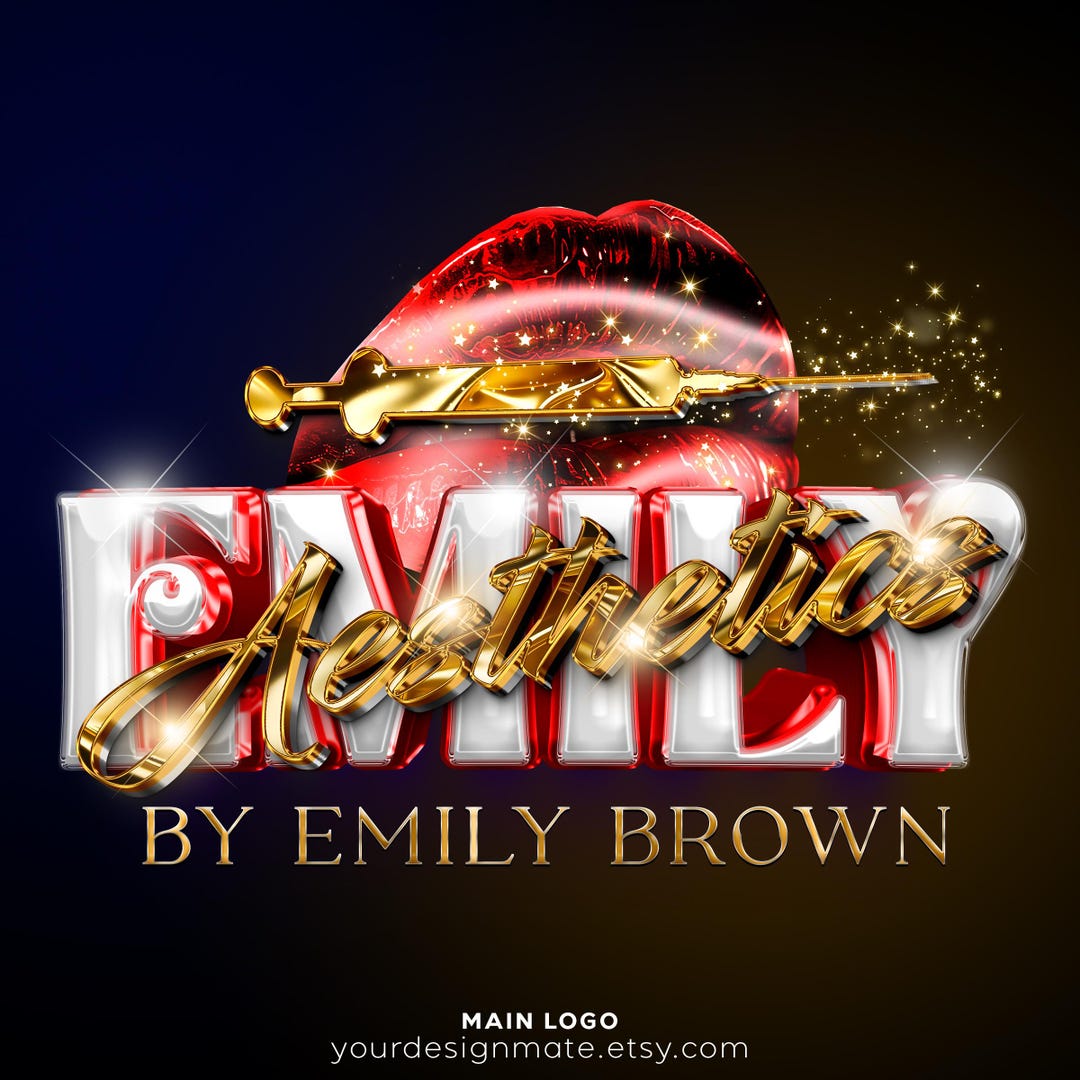 Lip Injection Botox Logo Design, Luxurious Red and Gold Beauty Branding ...