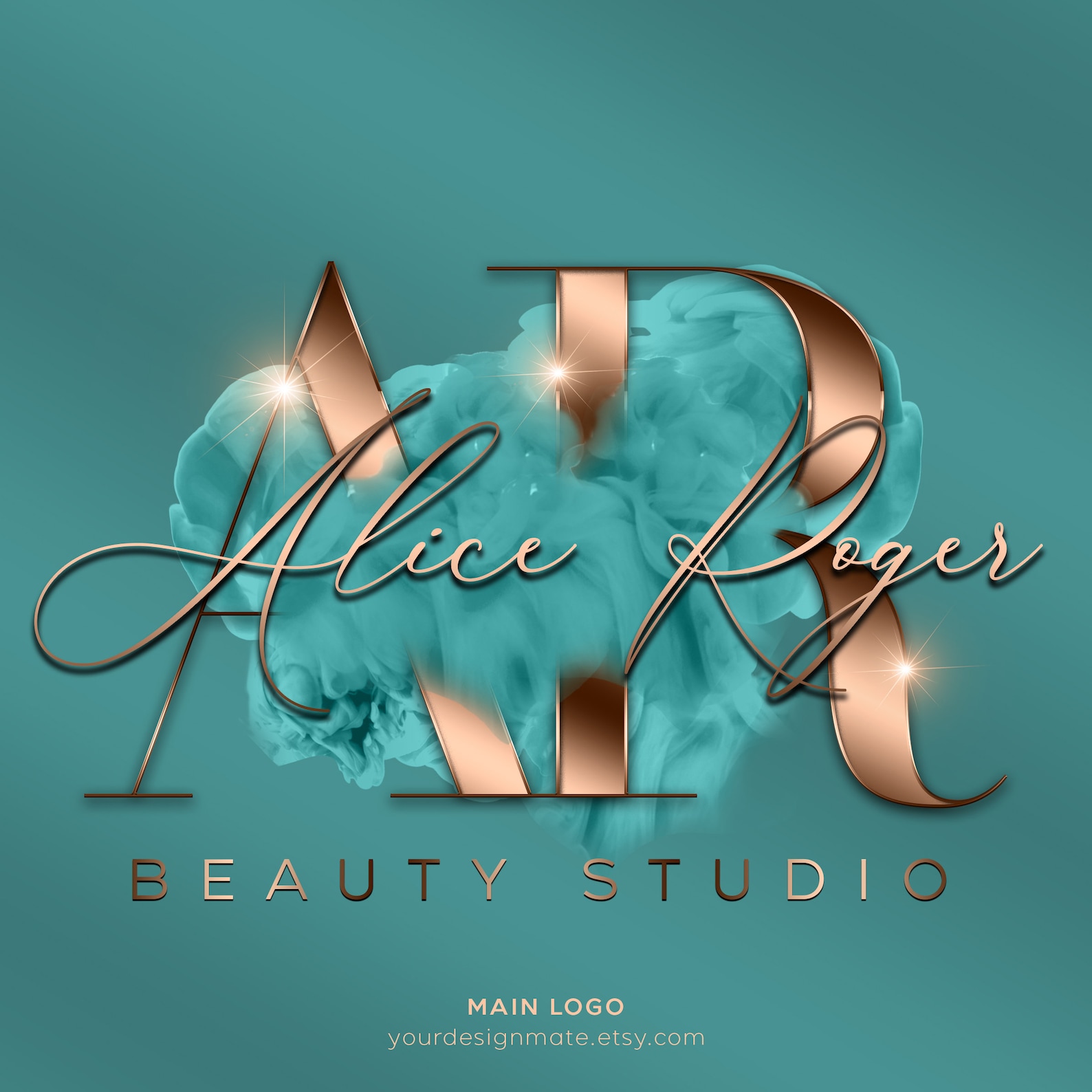 Turquoise Watercolour Logo, Rose Gold Logo, Beauty Logo, Boutique Logo ...