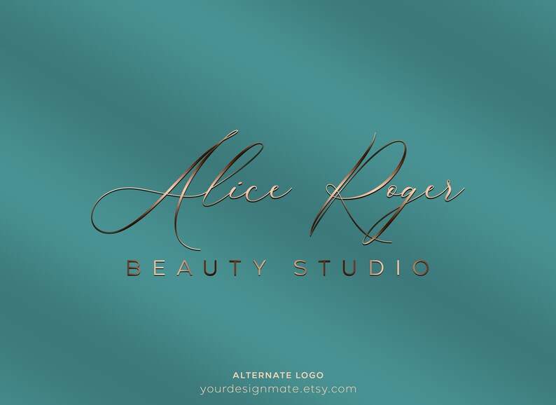 Turquoise Watercolour Logo Rose Gold Logo Beauty Logo - Etsy