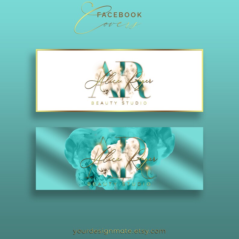 Turquoise Watercolour Logo, Teal Gold Logo, Beauty Logo, Boutique Logo ...