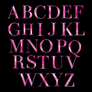 Pink Chrome Alphabets, Pink Alphabet PNG, Pink Metallic Letters, Pink ...