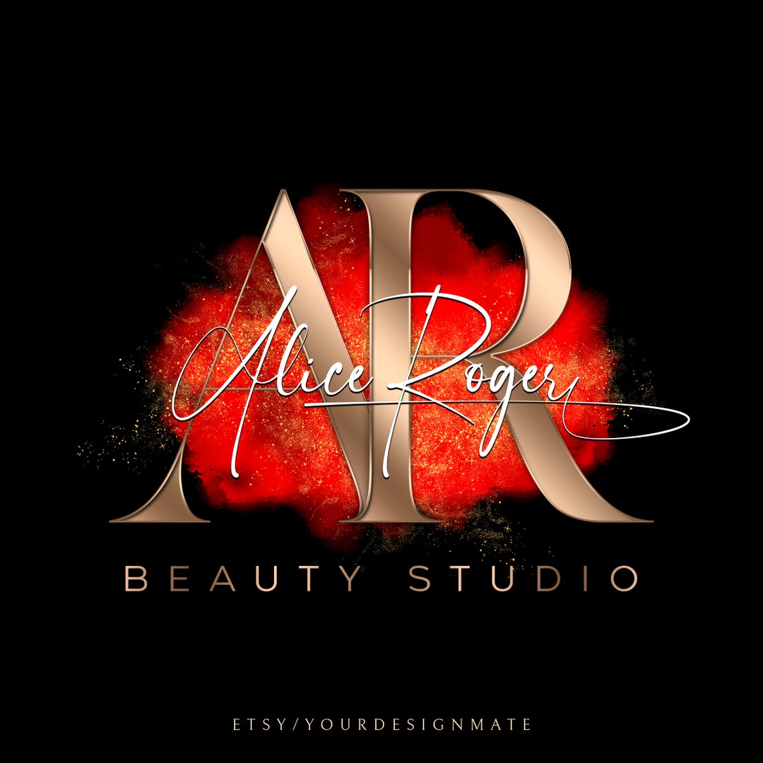 Red Watercolor Logo, Rose Gold Logo, Beauty Logo, Premade Logo Design ...
