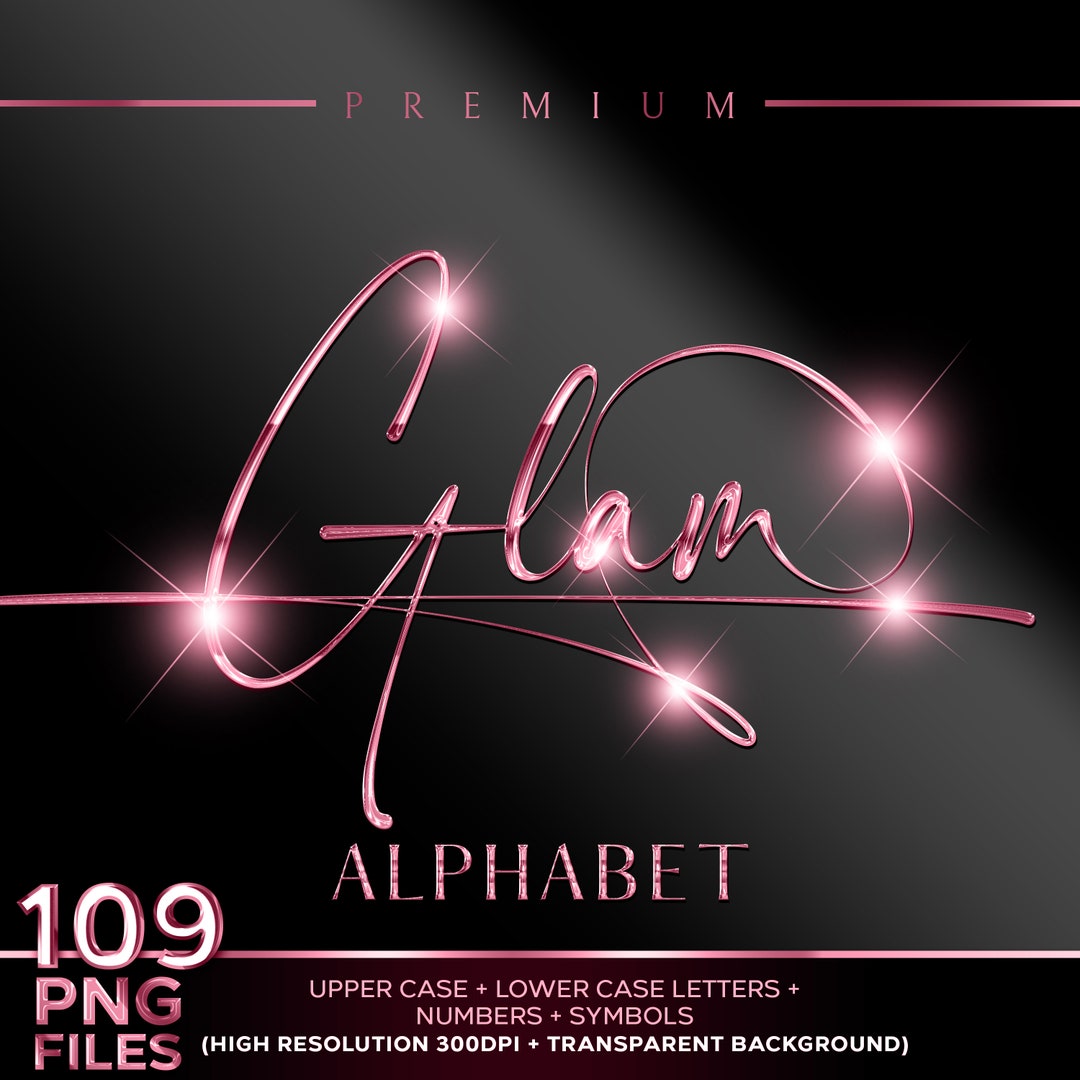 Pink Chrome Alphabets, Pink Alphabet PNG, Script, Metallic Letters ...