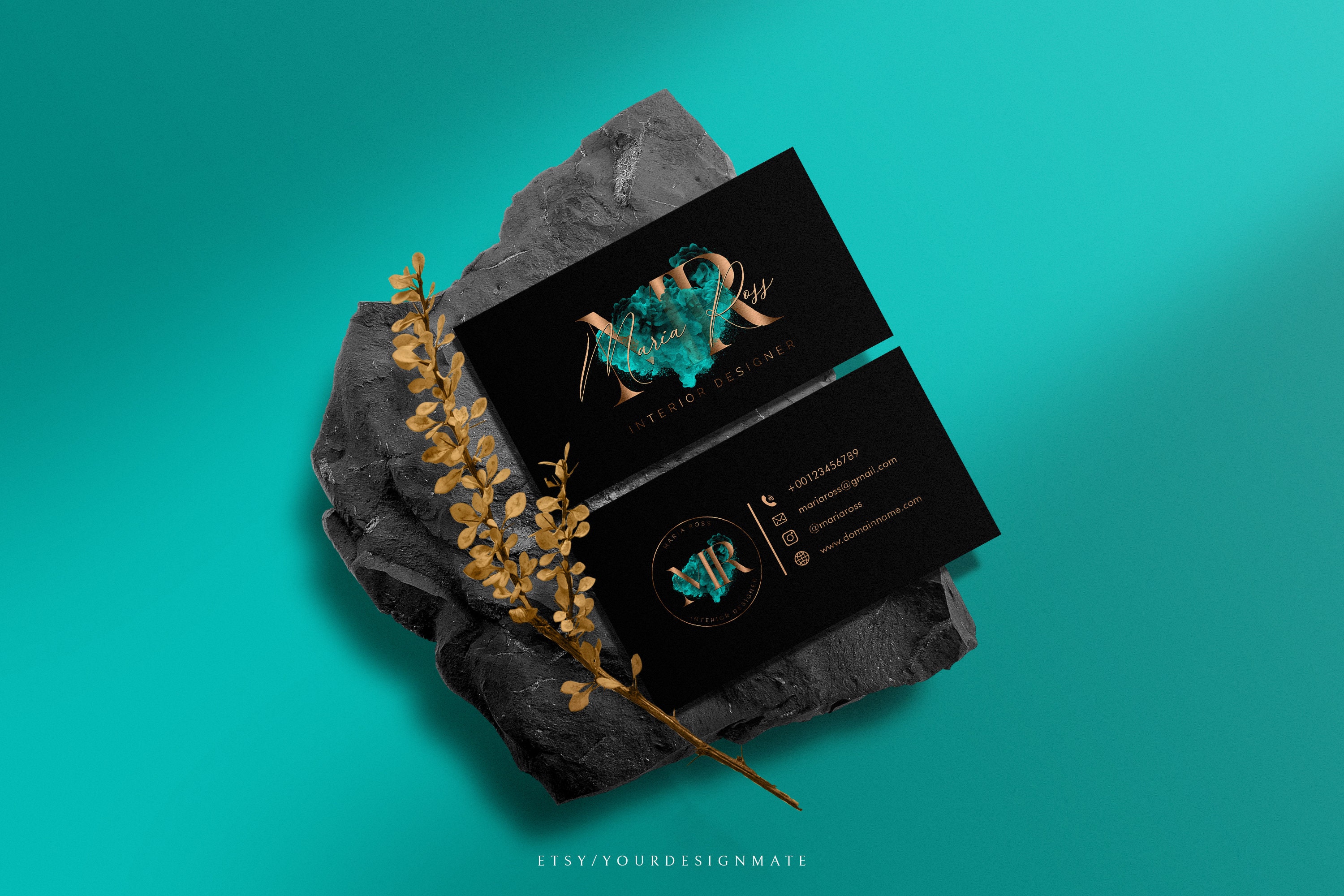 Watercolor Turquoise Logo Rose Gold Logo Teal Smoke Logo - Etsy