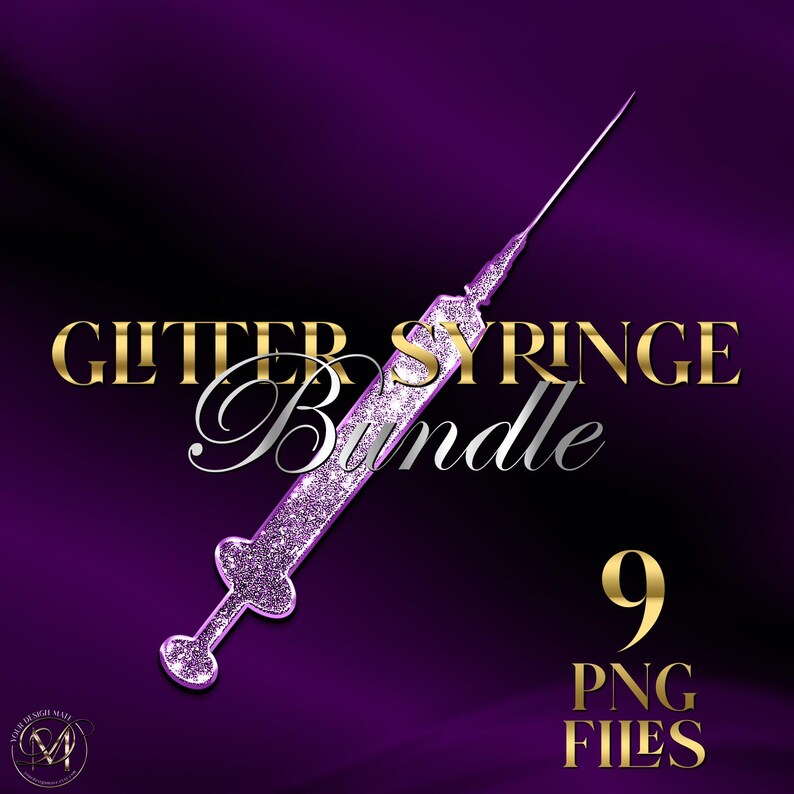 Glitter Syringe Clipart Bundle | Aesthetic Syringe PNG Set | 9 Glitter ...