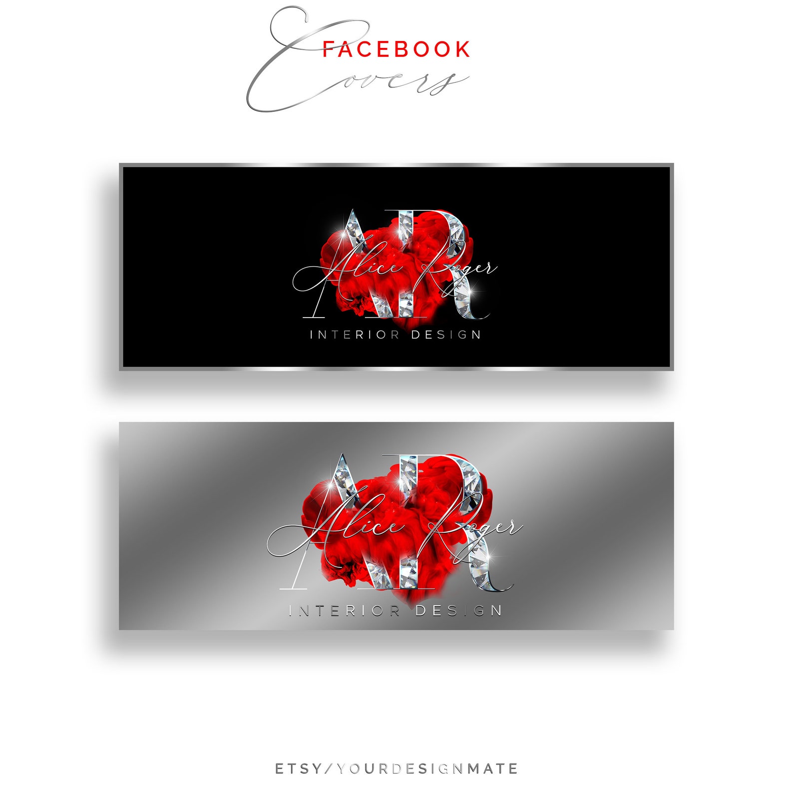 Jewelry Logo, Diamond Logo, Red Silver Logo, Red Watercolour Logo ...