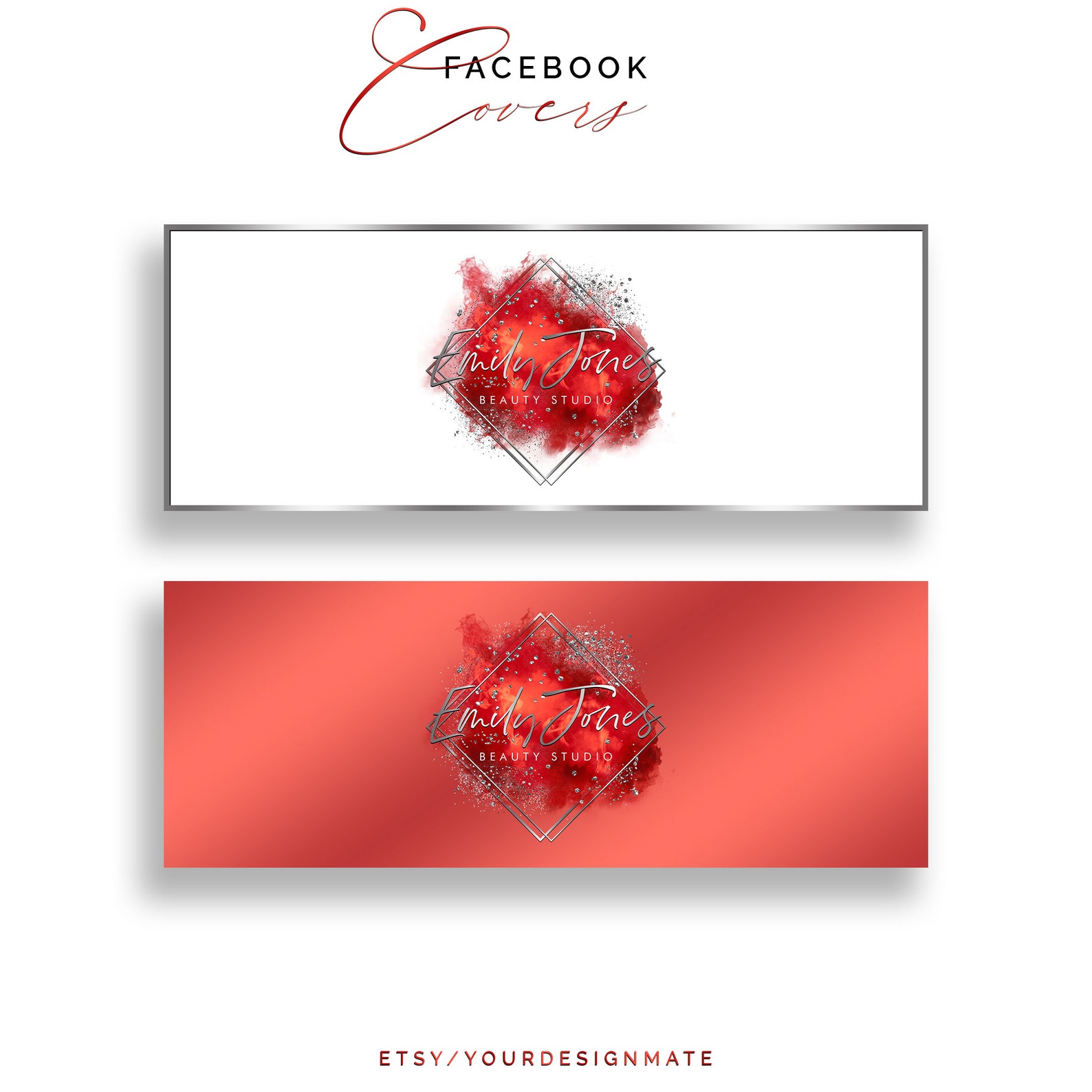 Red Smoke Logo Beauty Logo Red Watercolor Logo Premade - Etsy