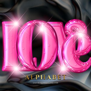 Pink Foil Alphabet Clip Art, 3D Glitter Chrome Letters, Pink Foil ...