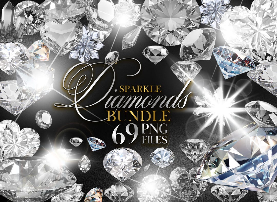 Diamonds Clipart Bundle PNG – Sparkle Diamond Overlays, Luxury Gemstone ...