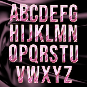 Pink Chrome Alphabet PNG, Metallic 3D Letters, Luxury Bold Font, Shiny ...