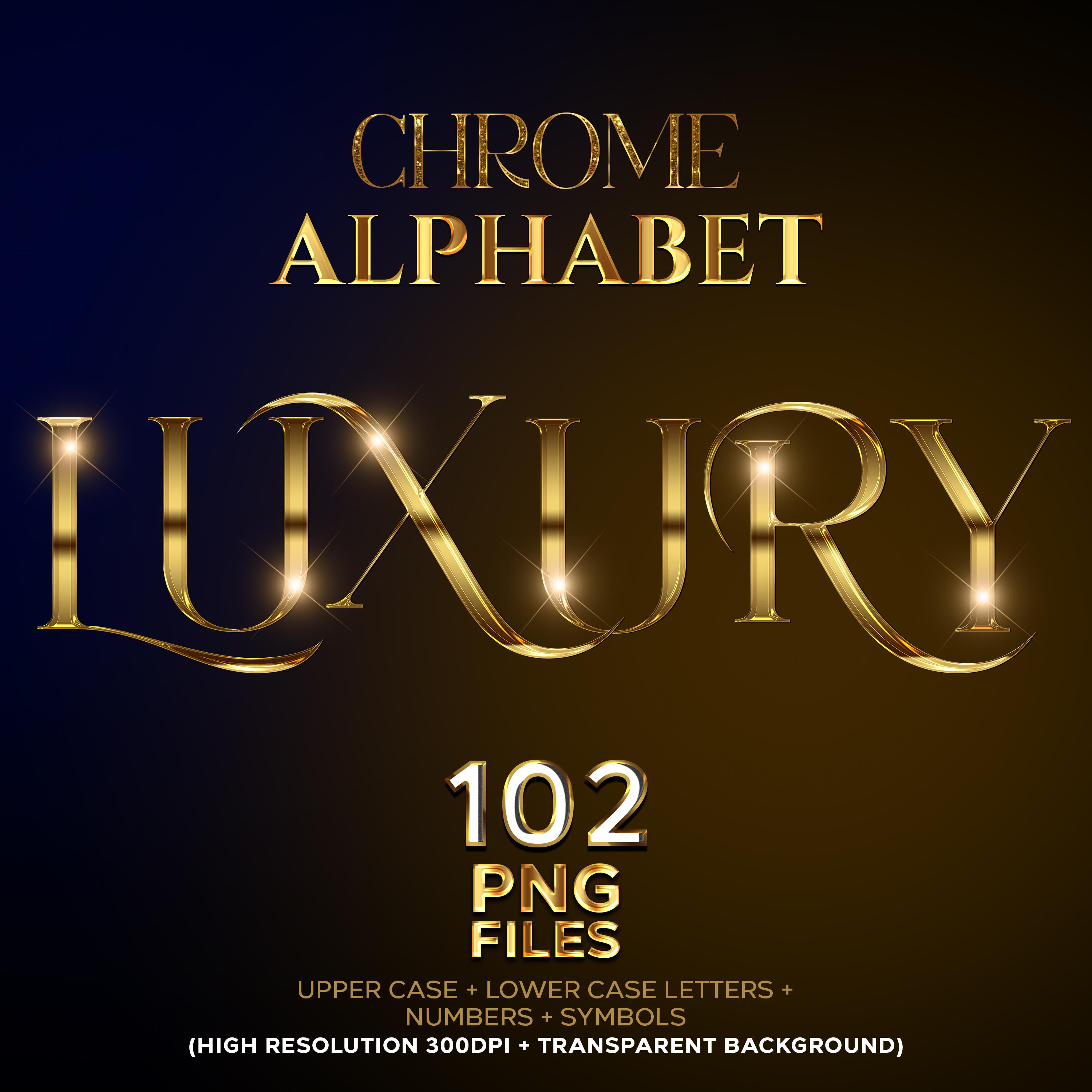 Luxury Gold Chrome Alphabet Clipart, Glam Metallic Letters PNG, Sparkle ...
