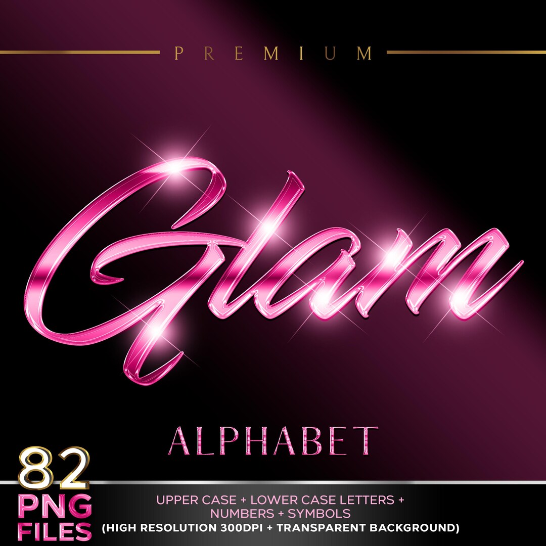 Pink Alphabet PNG, Elegant Script Letters, Glossy Pink Chrome Letters ...