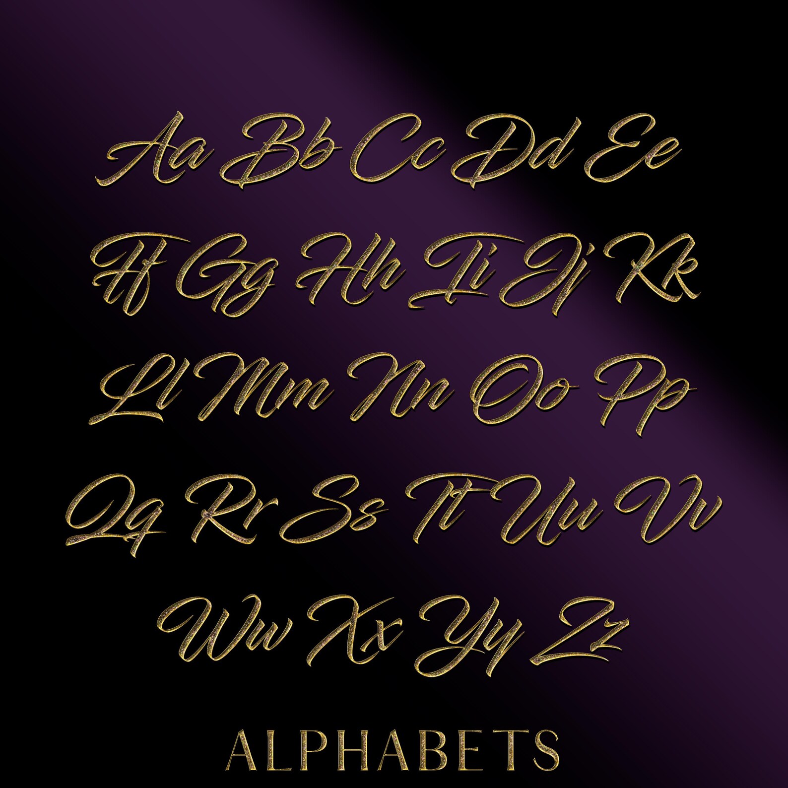 Glitter Alphabet PNG, Sparkling Script Letters, Premium Glitter, A-Z ...