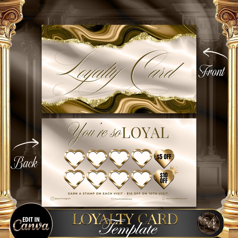 Loyalty Card Template Canva, Salon Punch Card Rewards Design, Editable ...