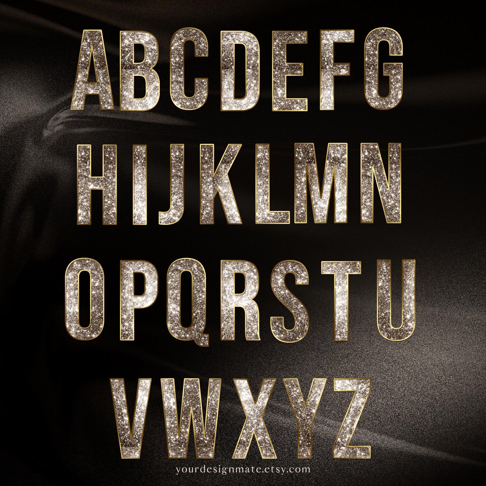 Silver Glitter Alphabet PNG Letters, Bold Sparkly Text Clipart, Shiny ...