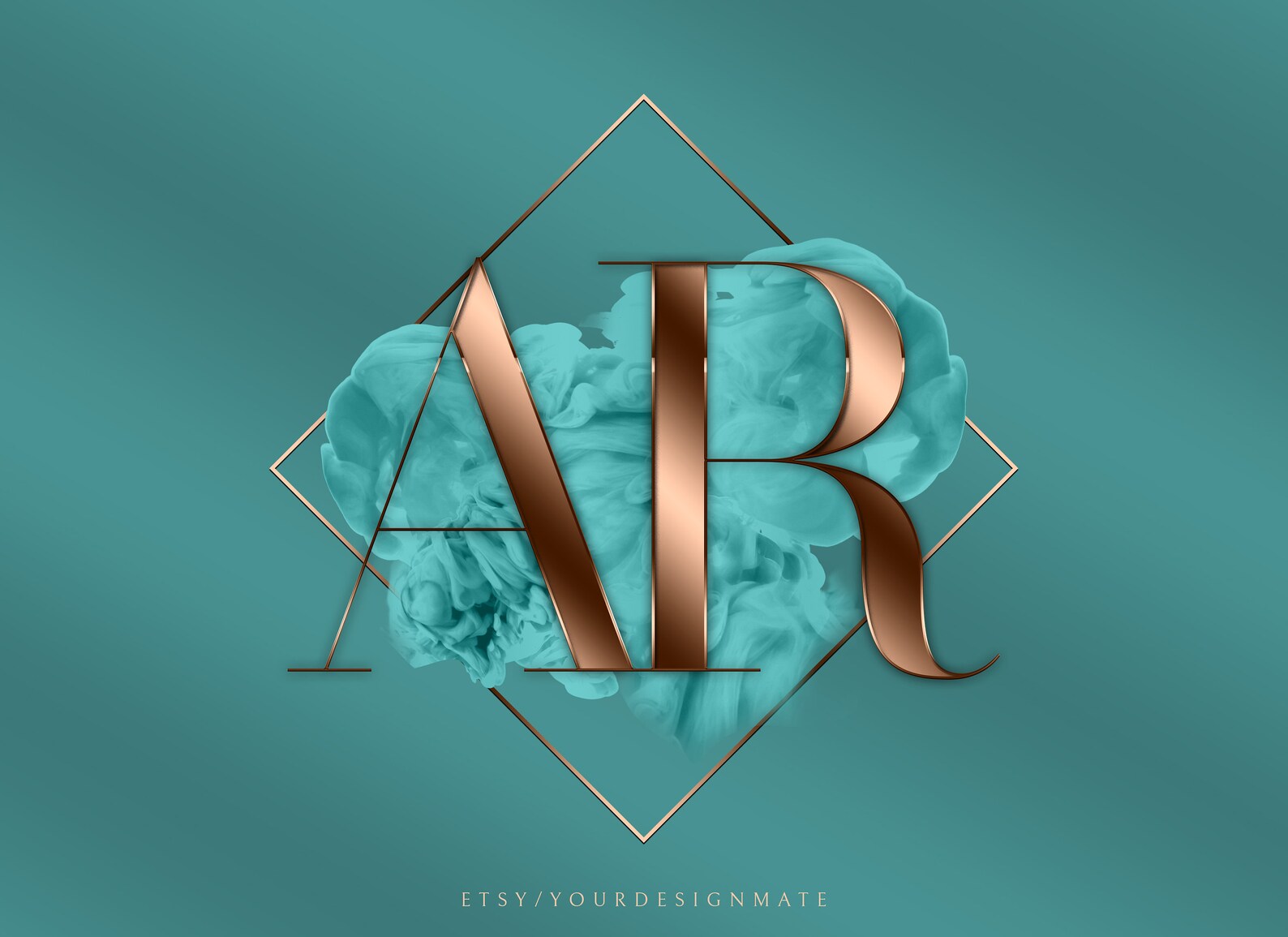 Turquoise Watercolour Logo Rose Gold Logo Beauty Logo - Etsy